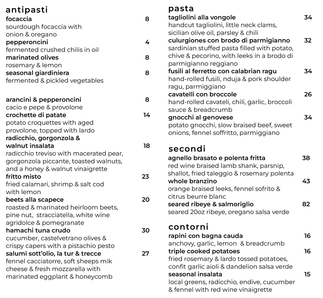 Sample Menus – Zia's Place